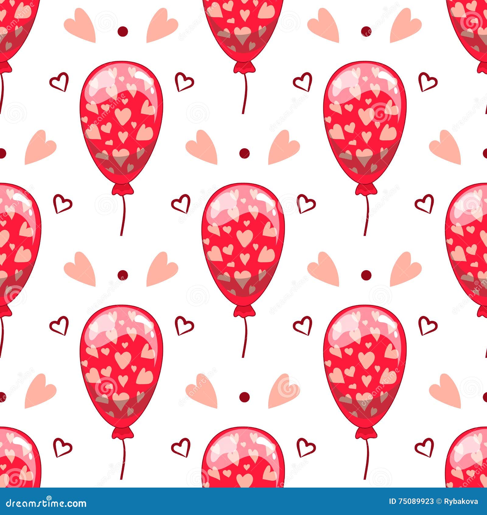 Seamless Pattern with Cute Cartoon Balloons Stock Illustration ...