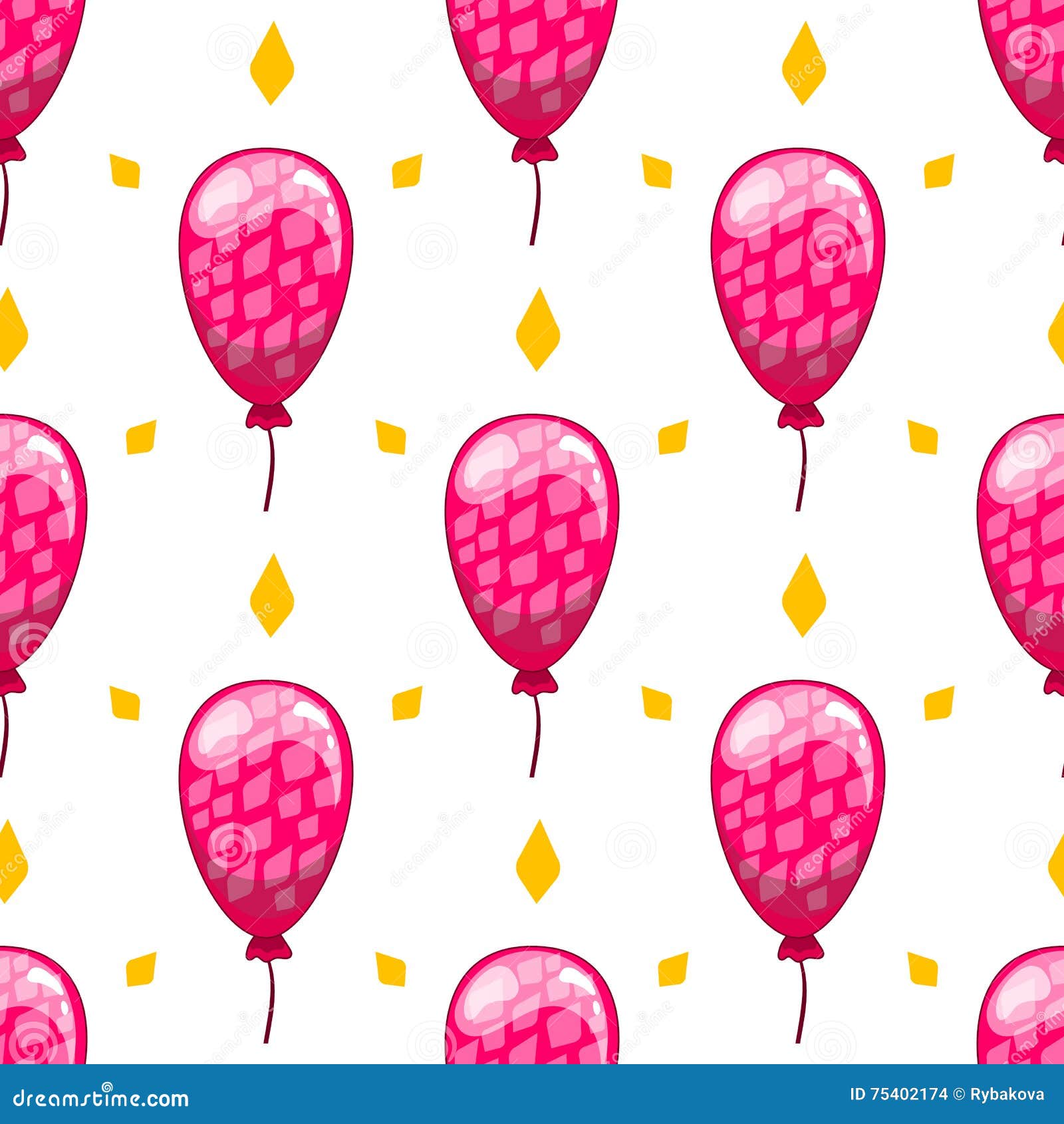 Seamless Pattern with Cute Cartoon Balloons 6 Stock Illustration ...