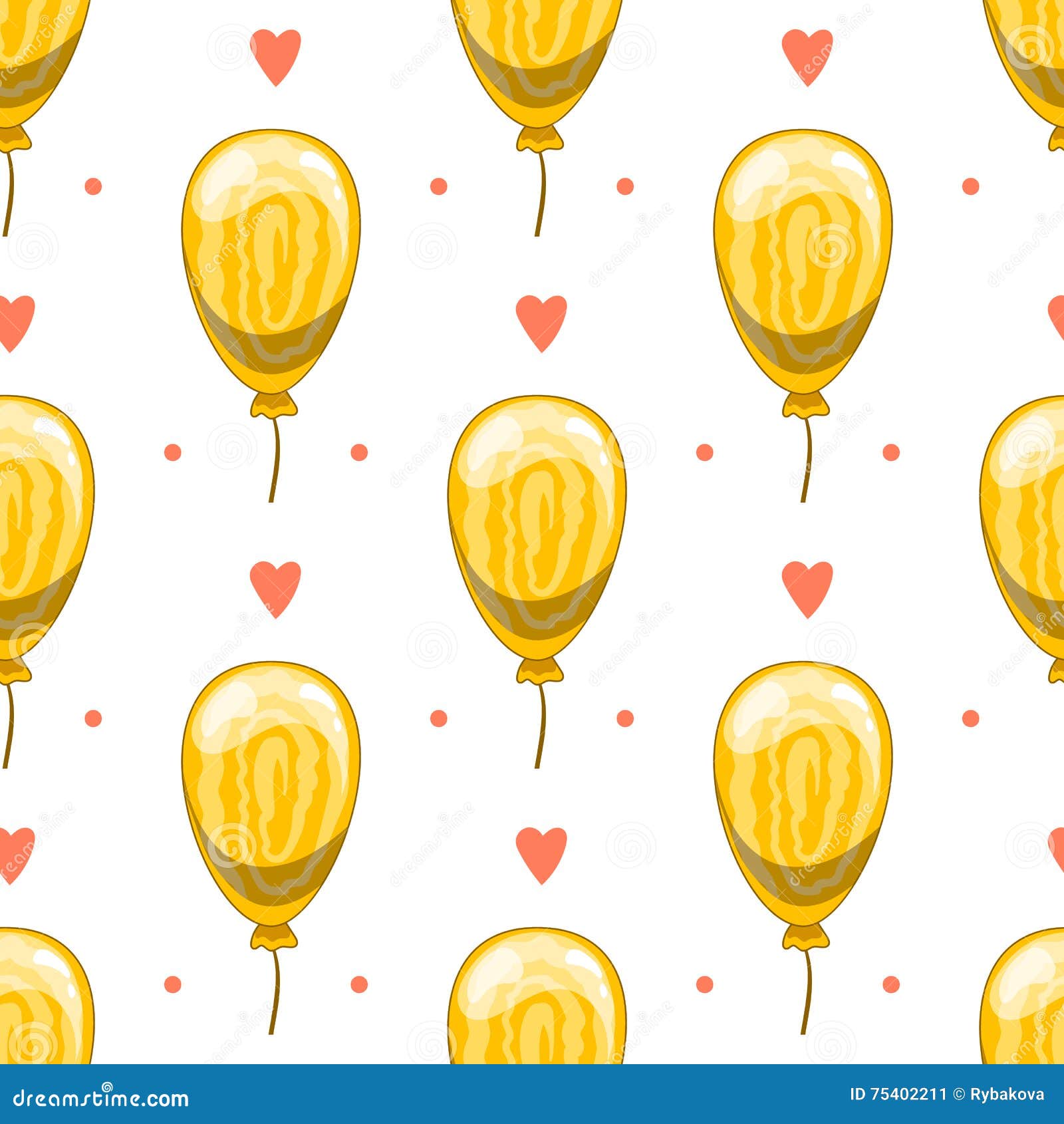 Seamless Pattern with Cute Cartoon Balloons 5 Stock Illustration ...