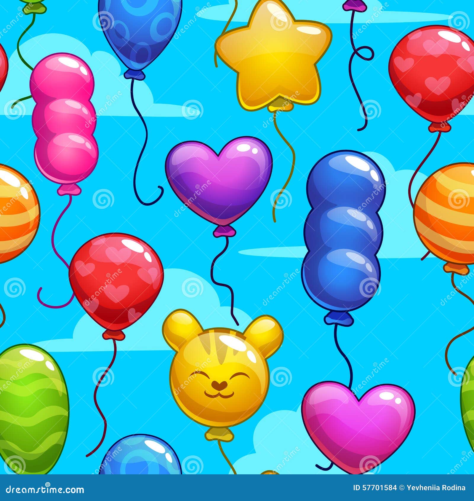 Seamless Pattern with Cute Cartoon Balloons Stock Illustration ...
