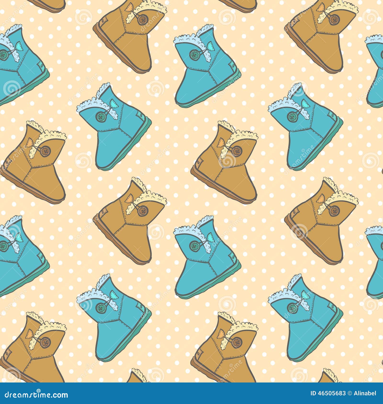 Seamless Pattern with Cute Cartoon Boots Stock Vector - Illustration of ...