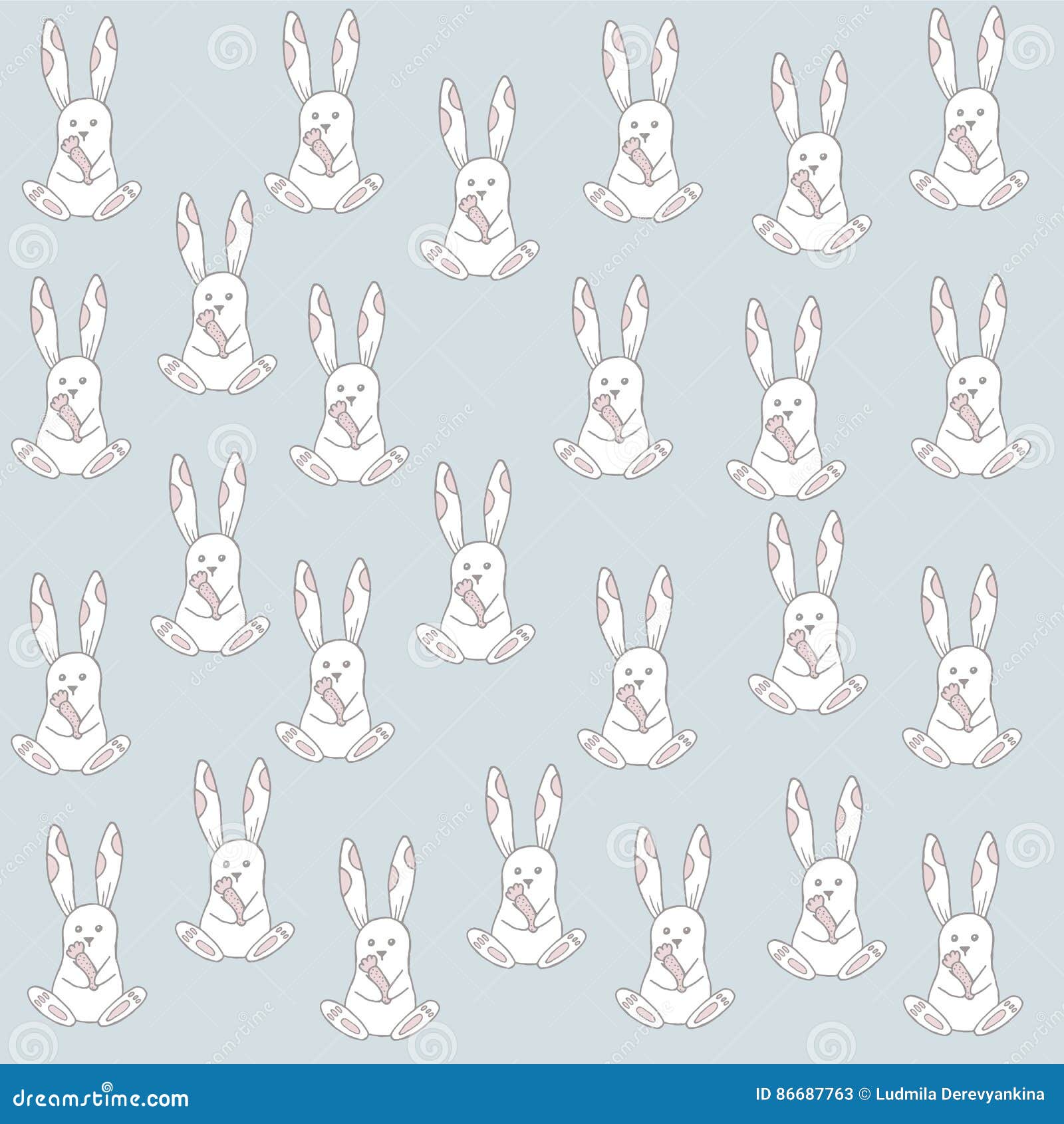 Seamless Pattern with Cute Cartoon Bunny Stock Illustration ...
