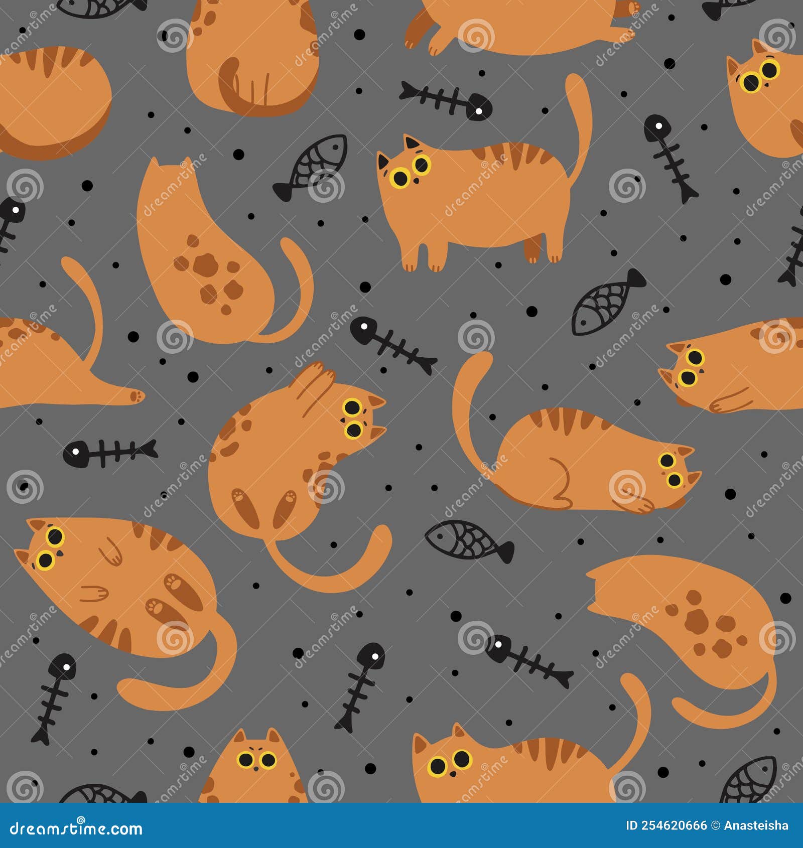 Seamless Pattern with Cute Cartoon Cats. Great for Fabric, Textile ...