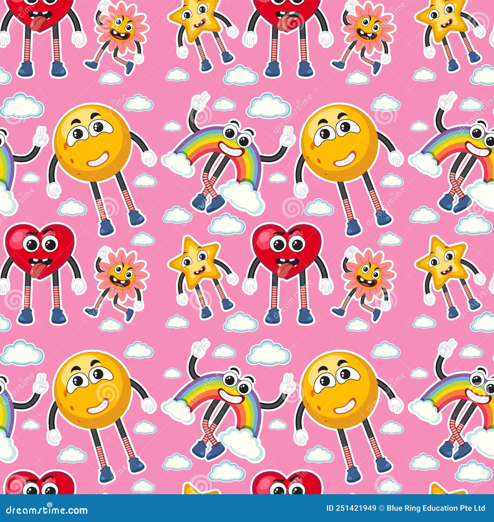 Seamless Pattern with Cute Cartoon Character Stock Vector ...