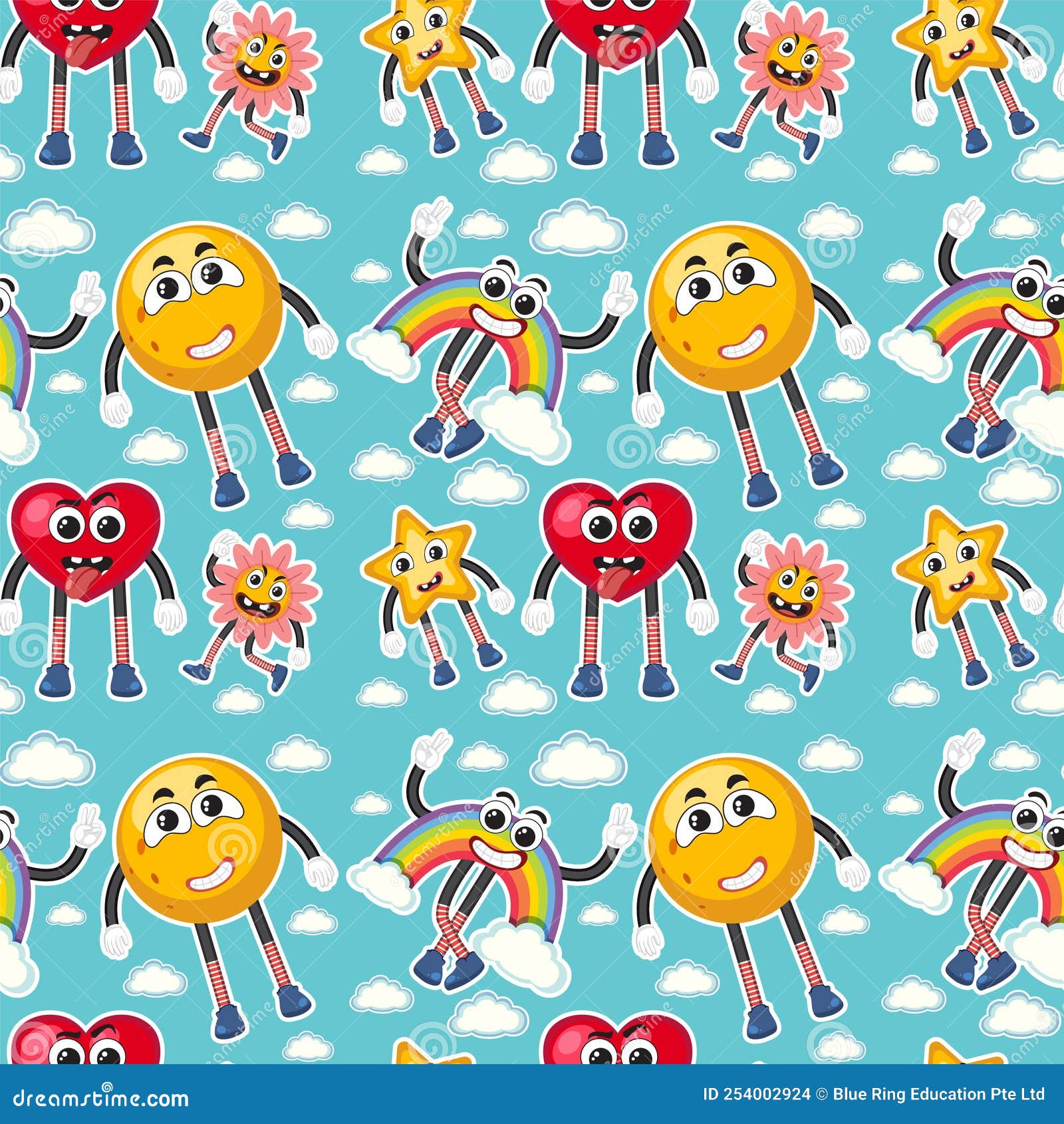 Seamless Pattern with Cute Cartoon Character Stock Vector ...
