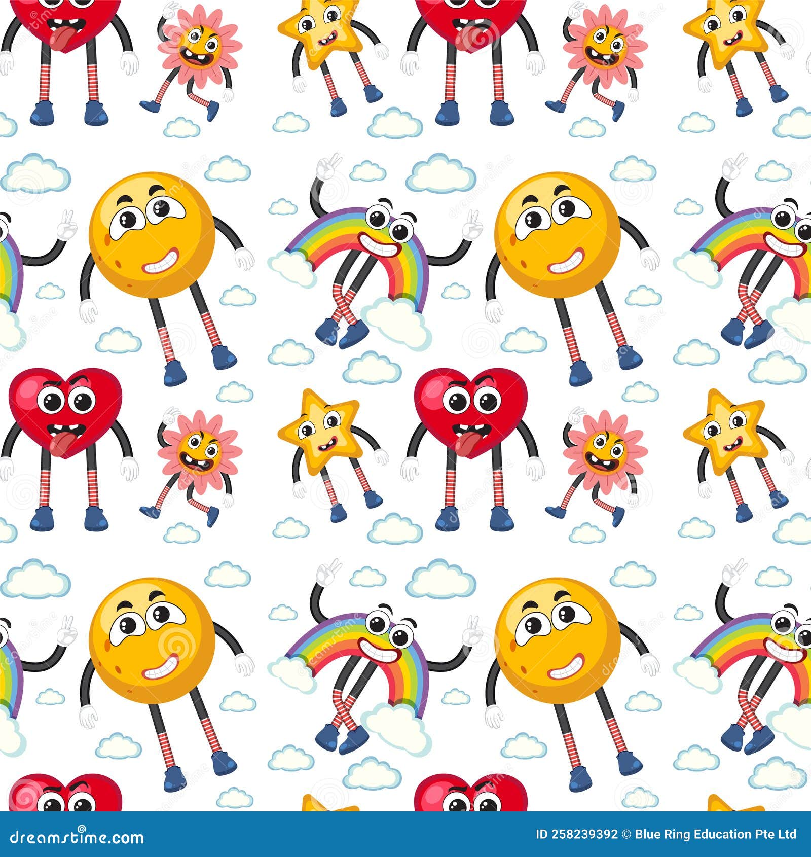 Seamless Pattern with Cute Cartoon Character Stock Vector ...