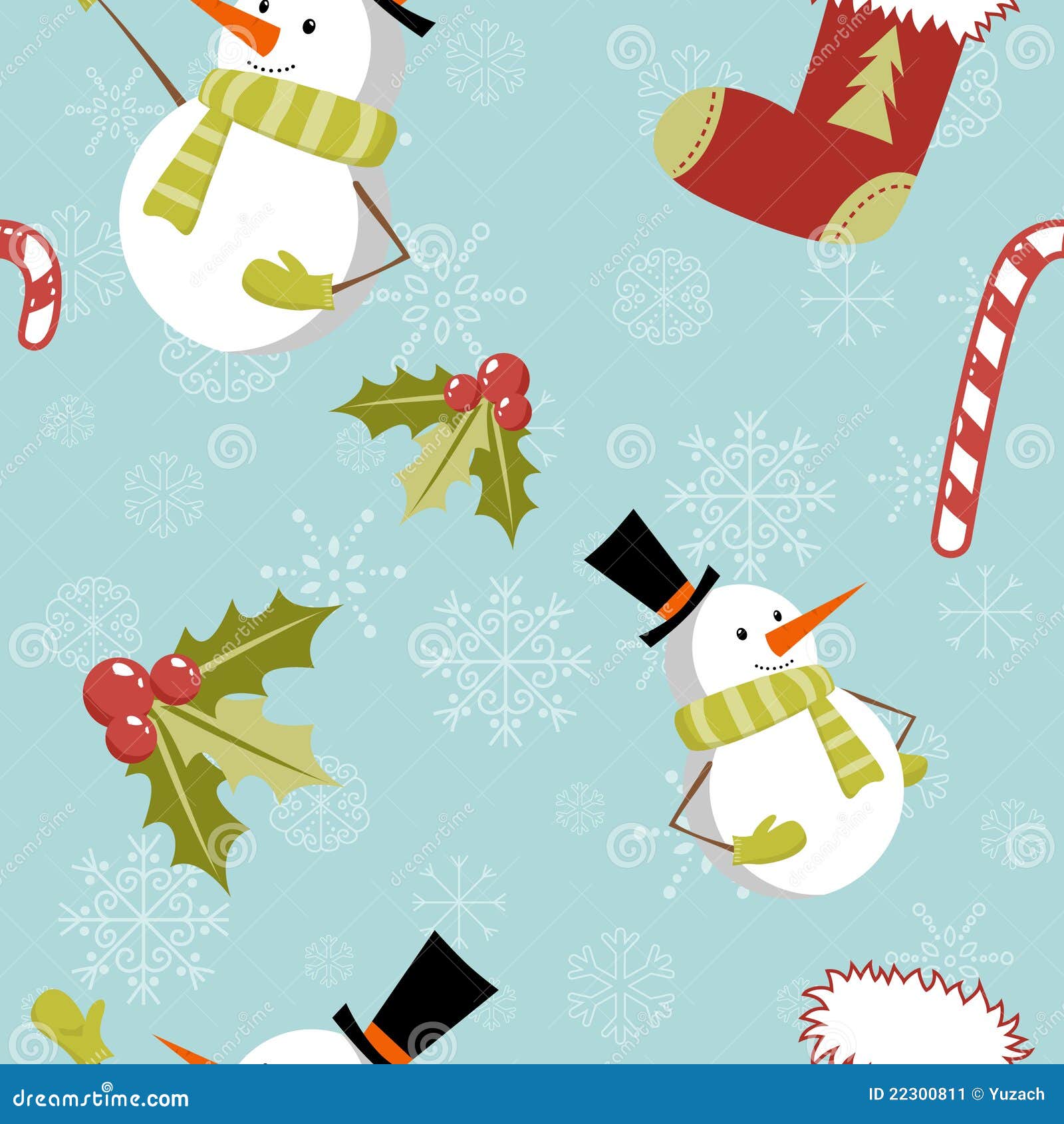Seamless Pattern with Cute Cartoon Christmas Snowm Stock Vector ...