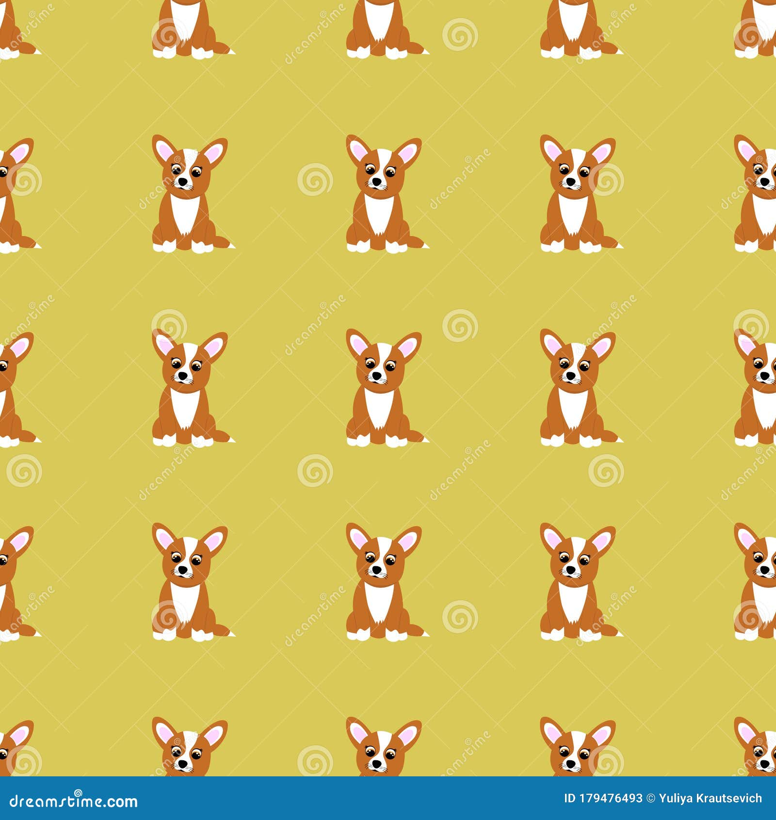 Seamless Pattern with Cute Cartoon Corgi. Vector Illustration Stock ...