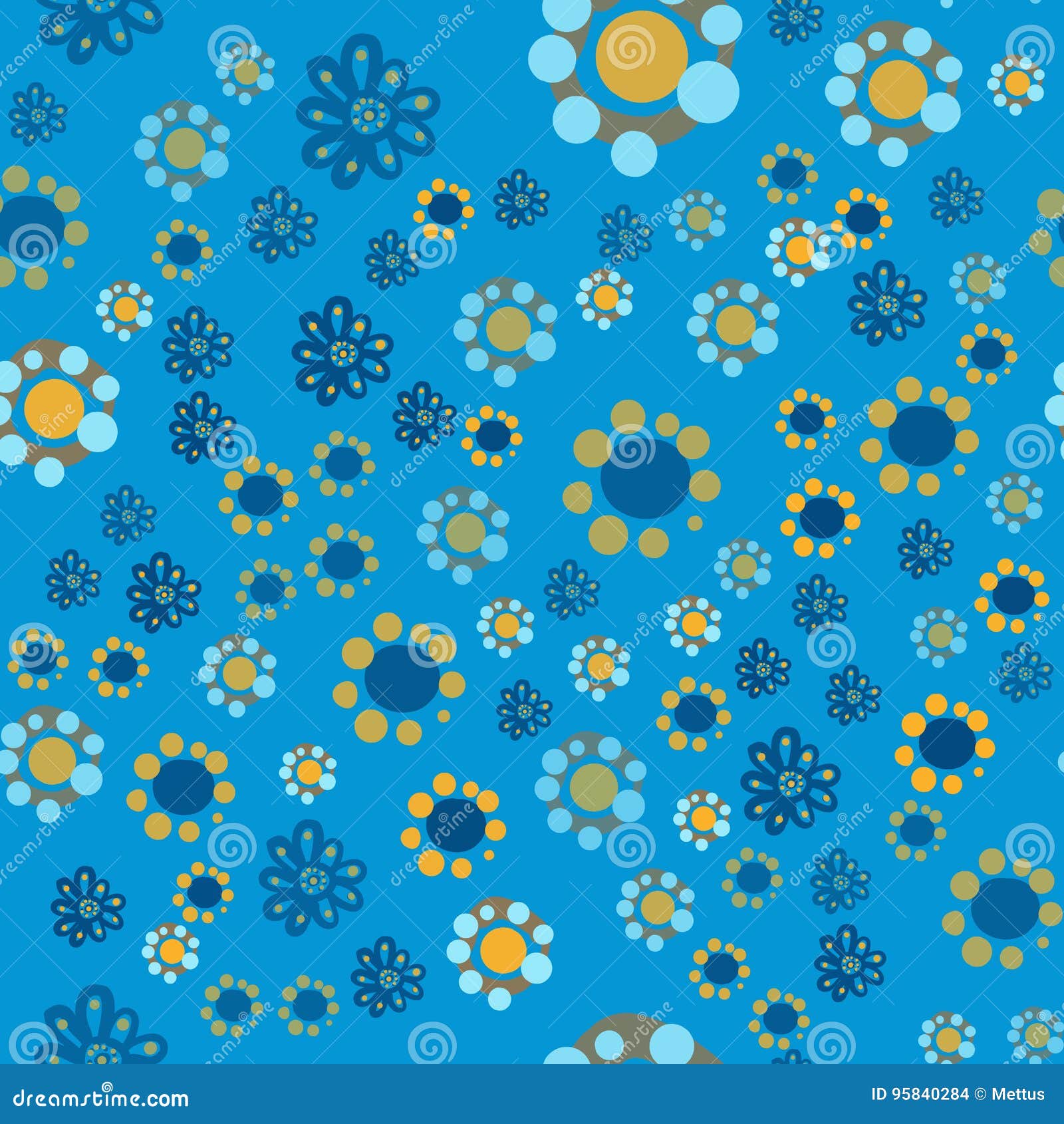 Seamless Pattern with Cute Cartoon Daisy Flowers. Stock Vector ...