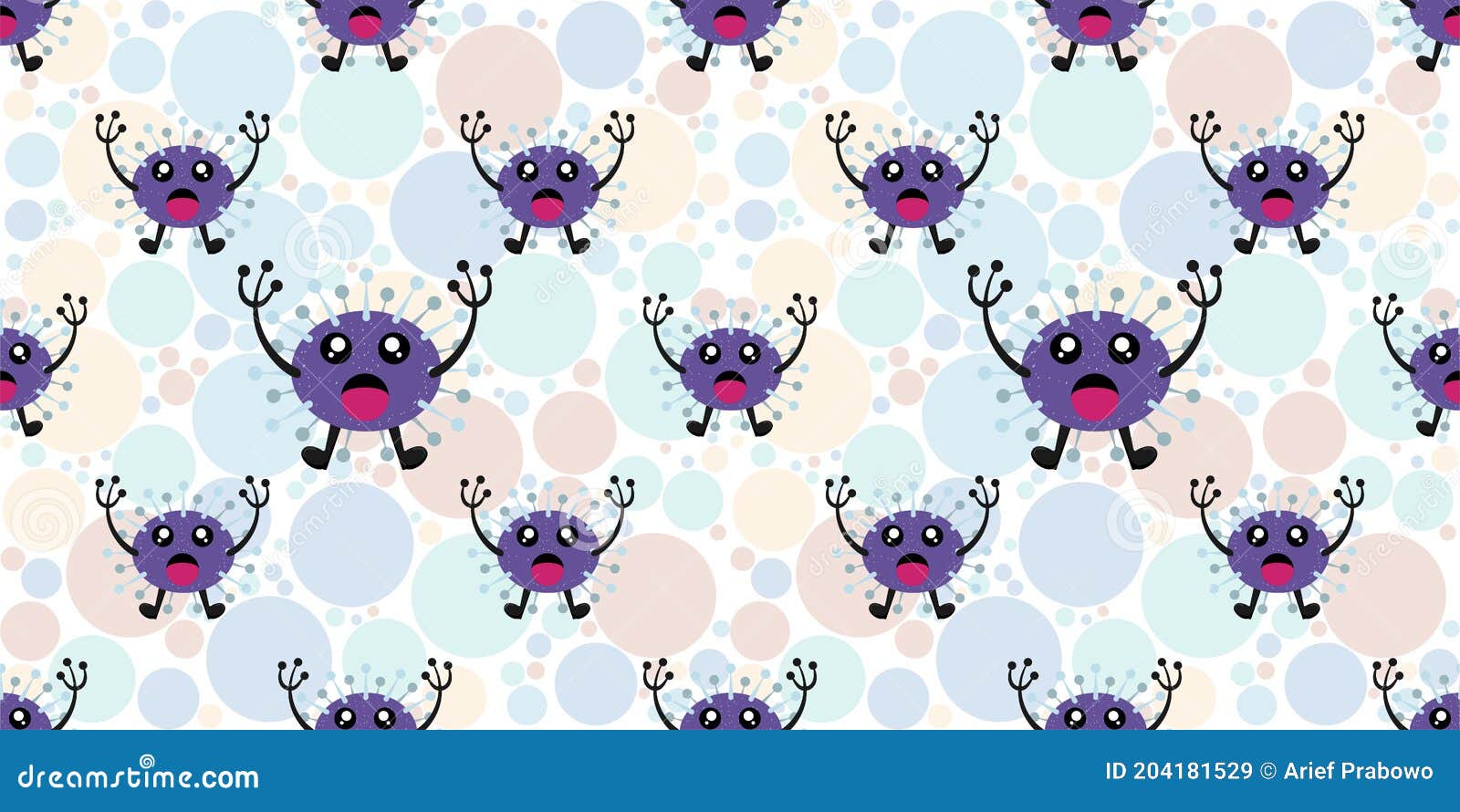 Seamless Pattern of Cute Cartoon Germ in Flat Style Design Isolated on ...
