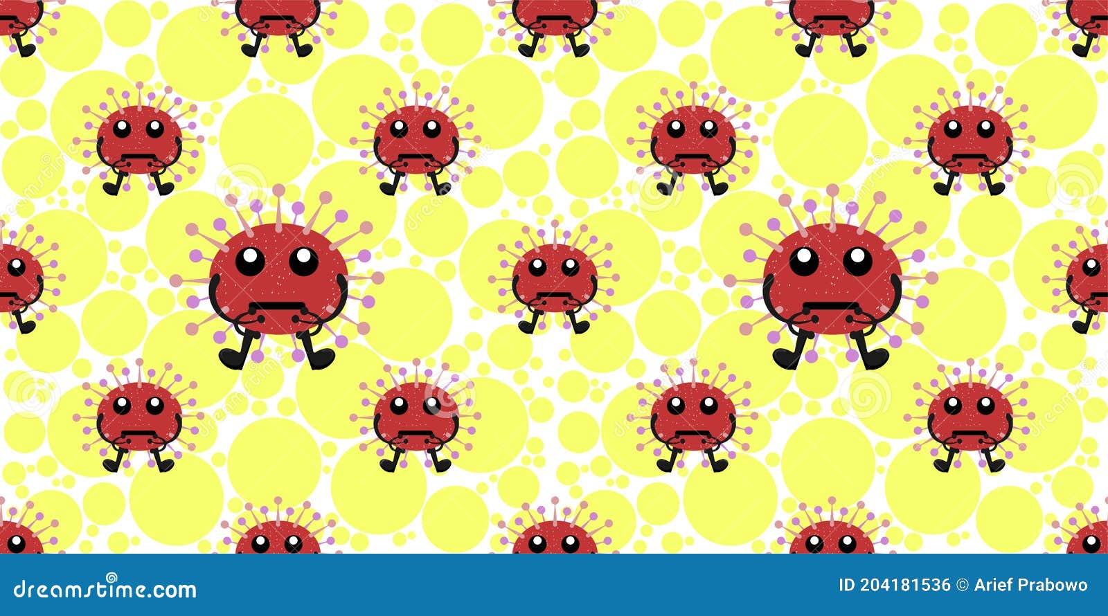 Seamless Pattern of Cute Cartoon Germ in Flat Style Design Isolated on ...