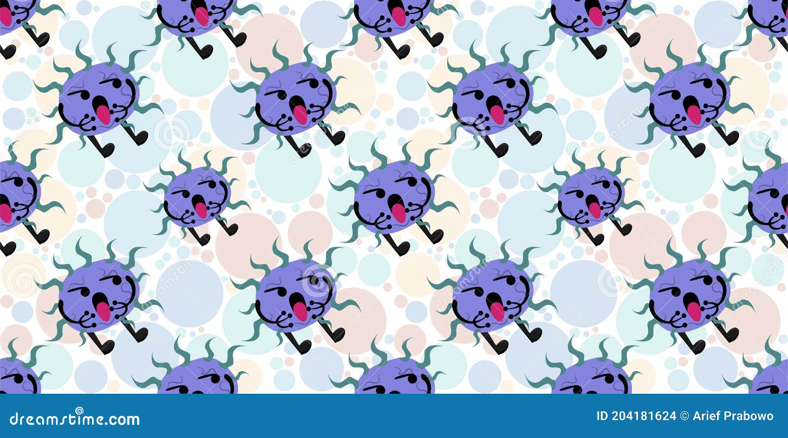 Seamless Pattern of Cute Cartoon Germ in Flat Style Design Isolated on ...