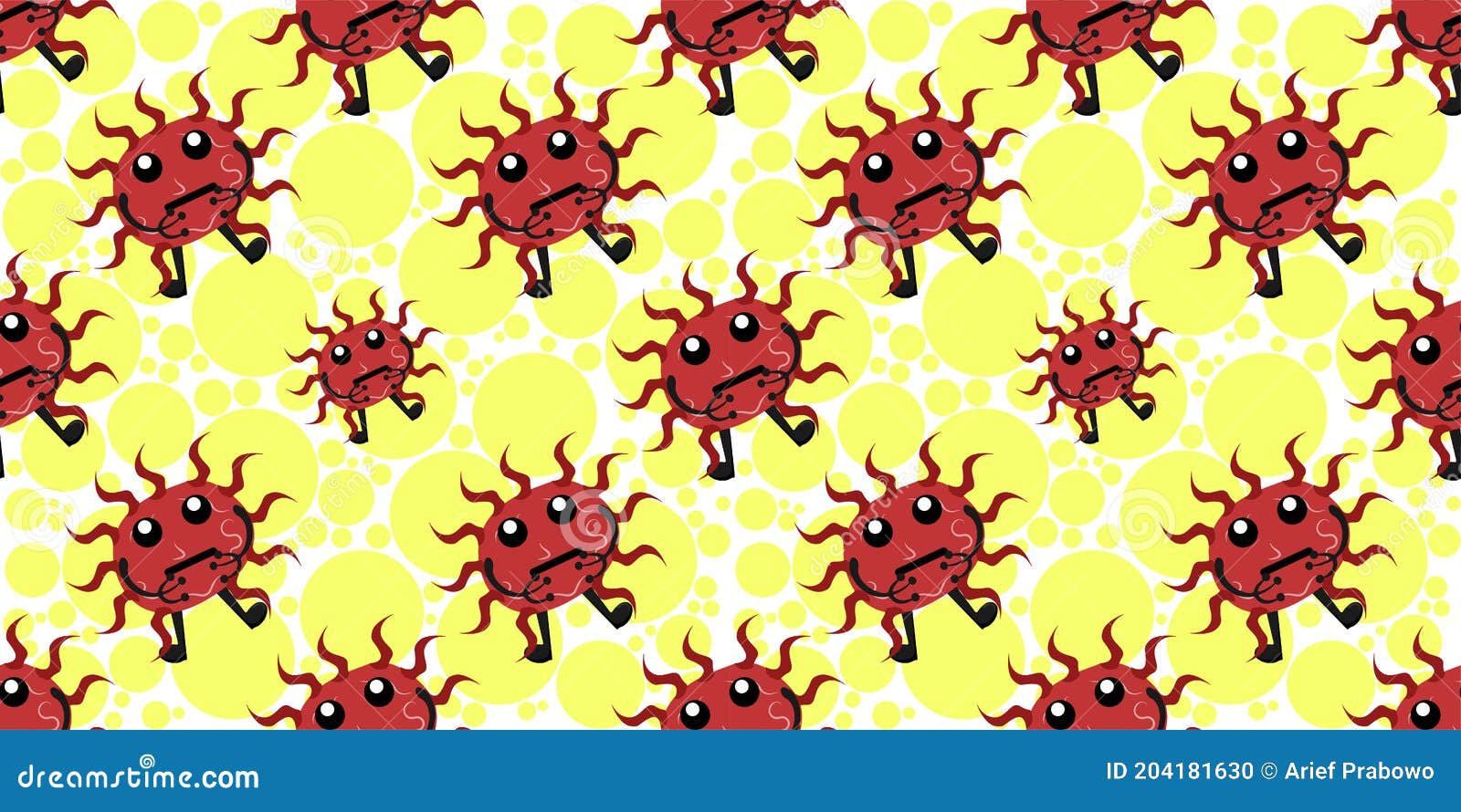 Seamless Pattern of Cute Cartoon Germ in Flat Style Design Isolated on ...
