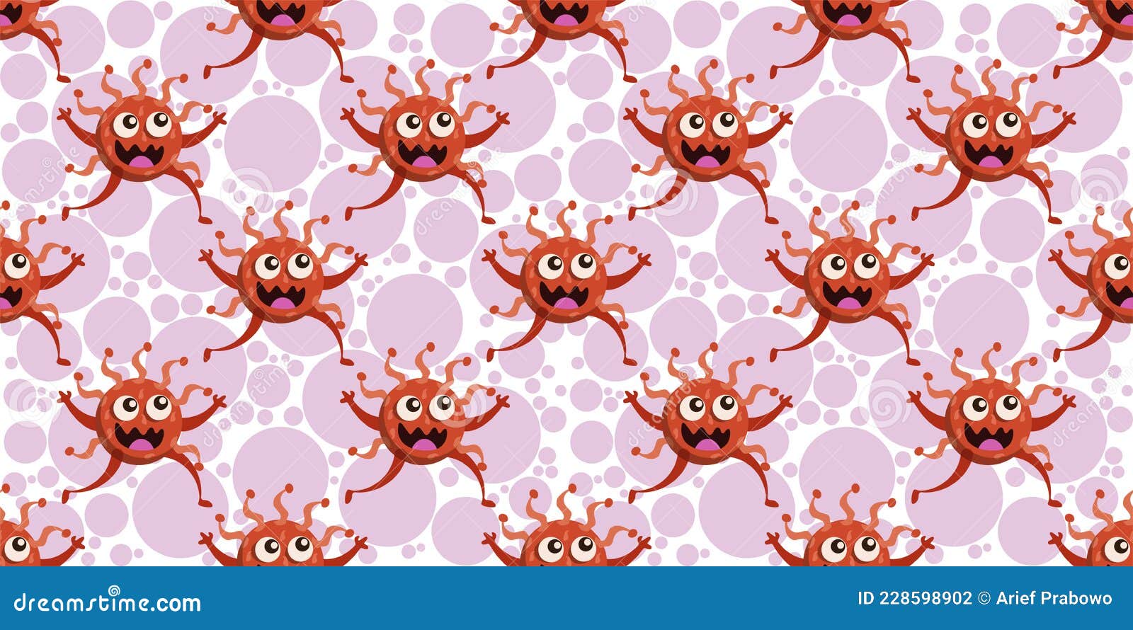 Seamless Pattern of Cute Cartoon Germ in Flat Style Design Isolated on ...