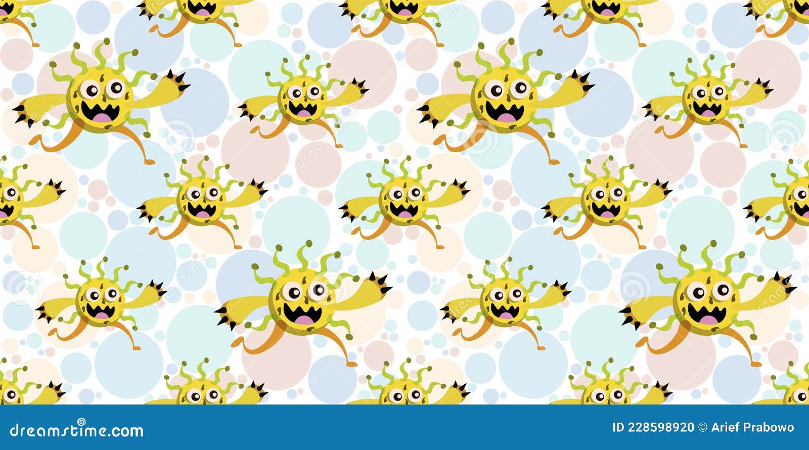 Seamless Pattern of Cute Cartoon Germ in Flat Style Design Isolated on ...