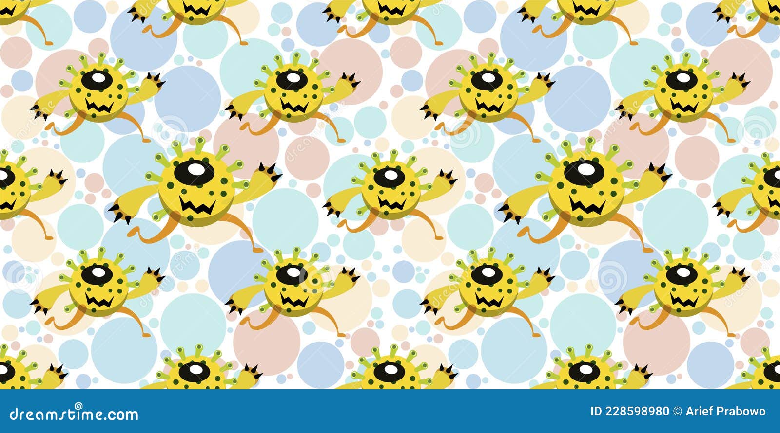 Seamless Pattern of Cute Cartoon Germ in Flat Style Design Isolated on ...