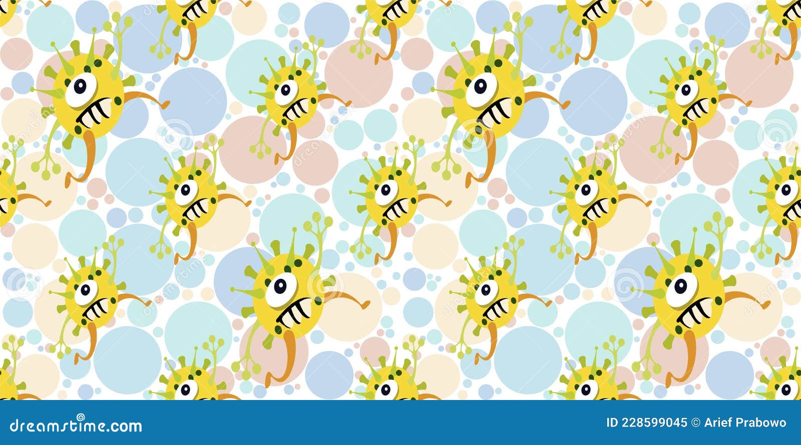 Seamless Pattern of Cute Cartoon Germ in Flat Style Design Isolated on ...