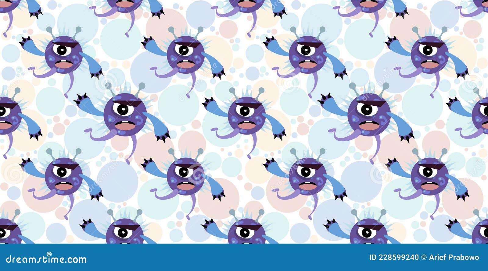 Seamless Pattern of Cute Cartoon Germ in Flat Style Design Isolated on ...