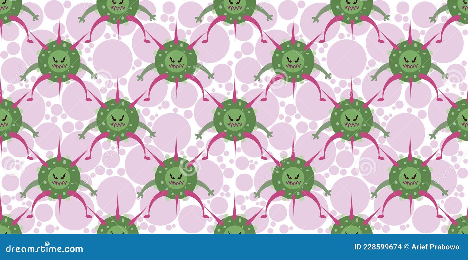 Seamless Pattern of Cute Cartoon Germ in Flat Style Design Isolated on ...
