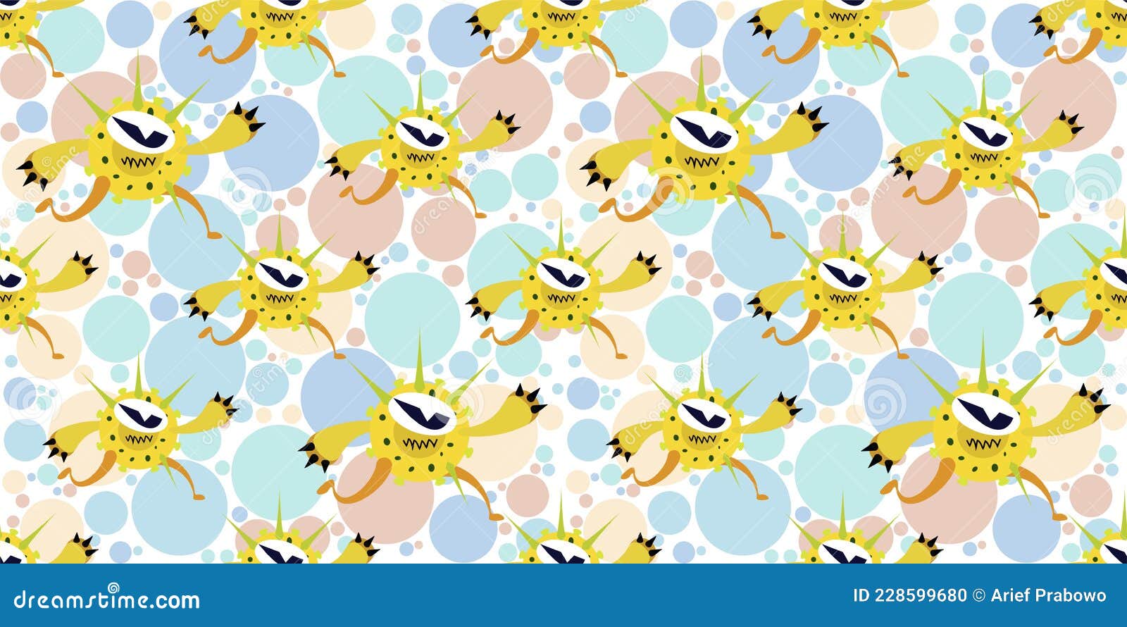Seamless Pattern of Cute Cartoon Germ in Flat Style Design Isolated on ...