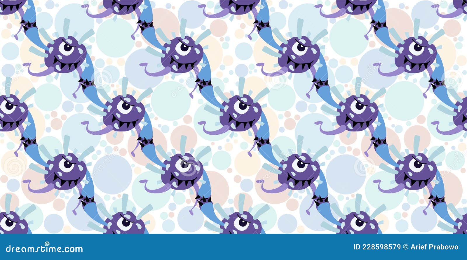 Seamless Pattern of Cute Cartoon Germ in Flat Style Design Isolated on ...