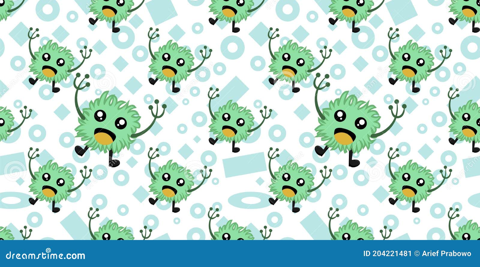 Seamless Pattern of Cute Cartoon Germ in Flat Style Design Isolated on ...