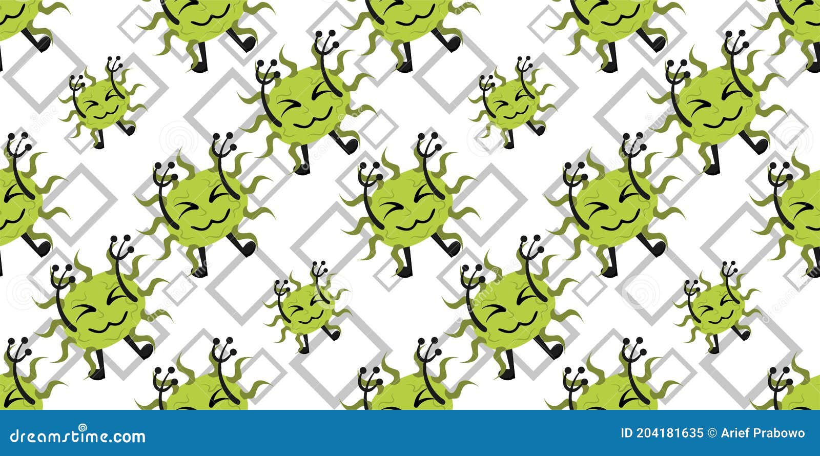 Seamless Pattern of Cute Cartoon Germ in Flat Style Design Isolated on ...