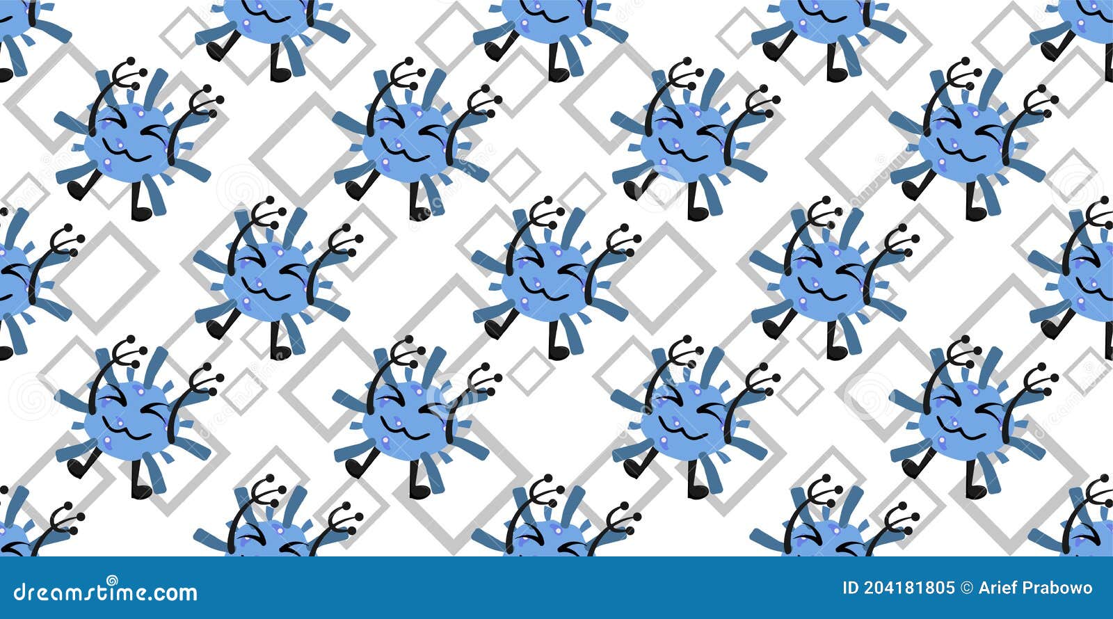Seamless Pattern of Cute Cartoon Germ in Flat Style Design Isolated on ...