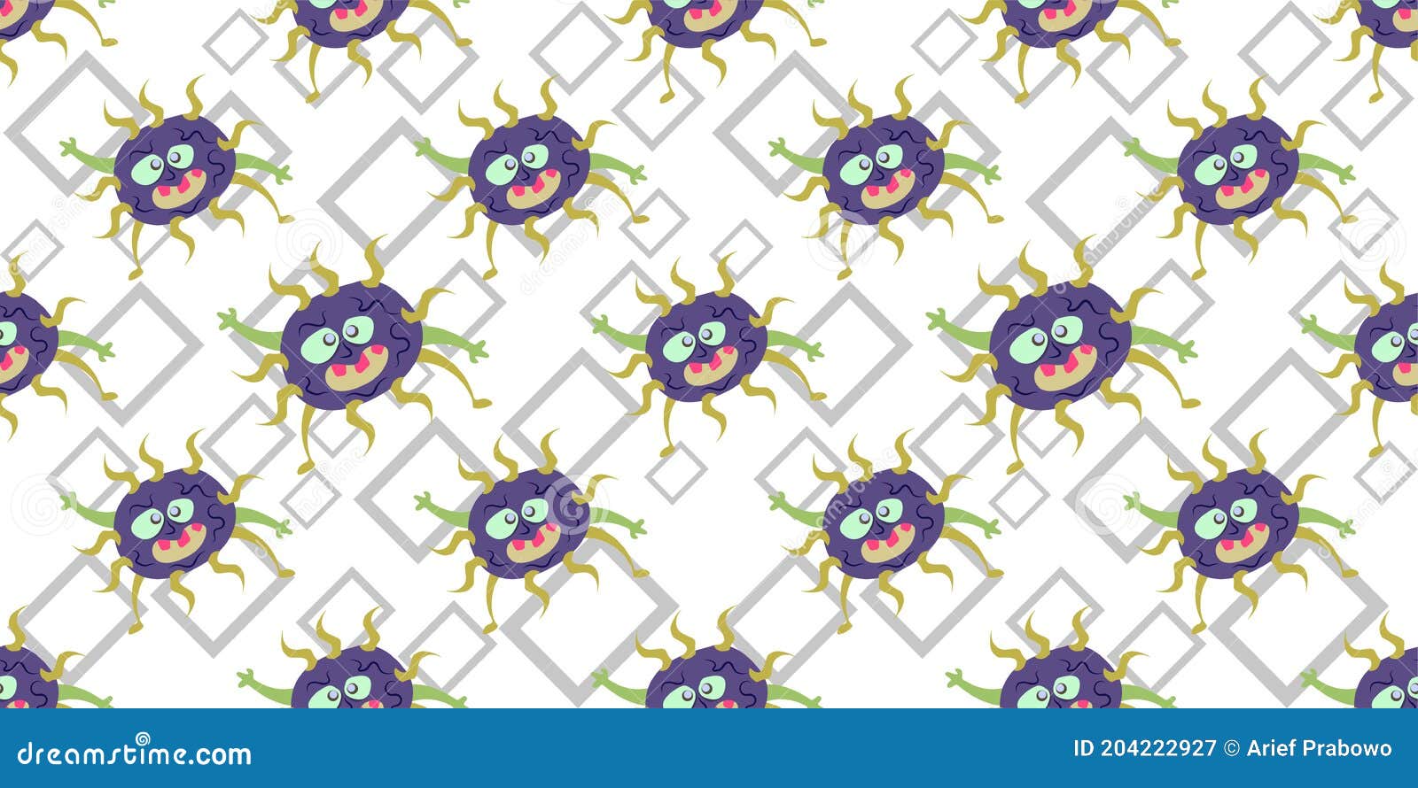 Seamless Pattern of Cute Cartoon Germ in Flat Style Design Isolated on ...