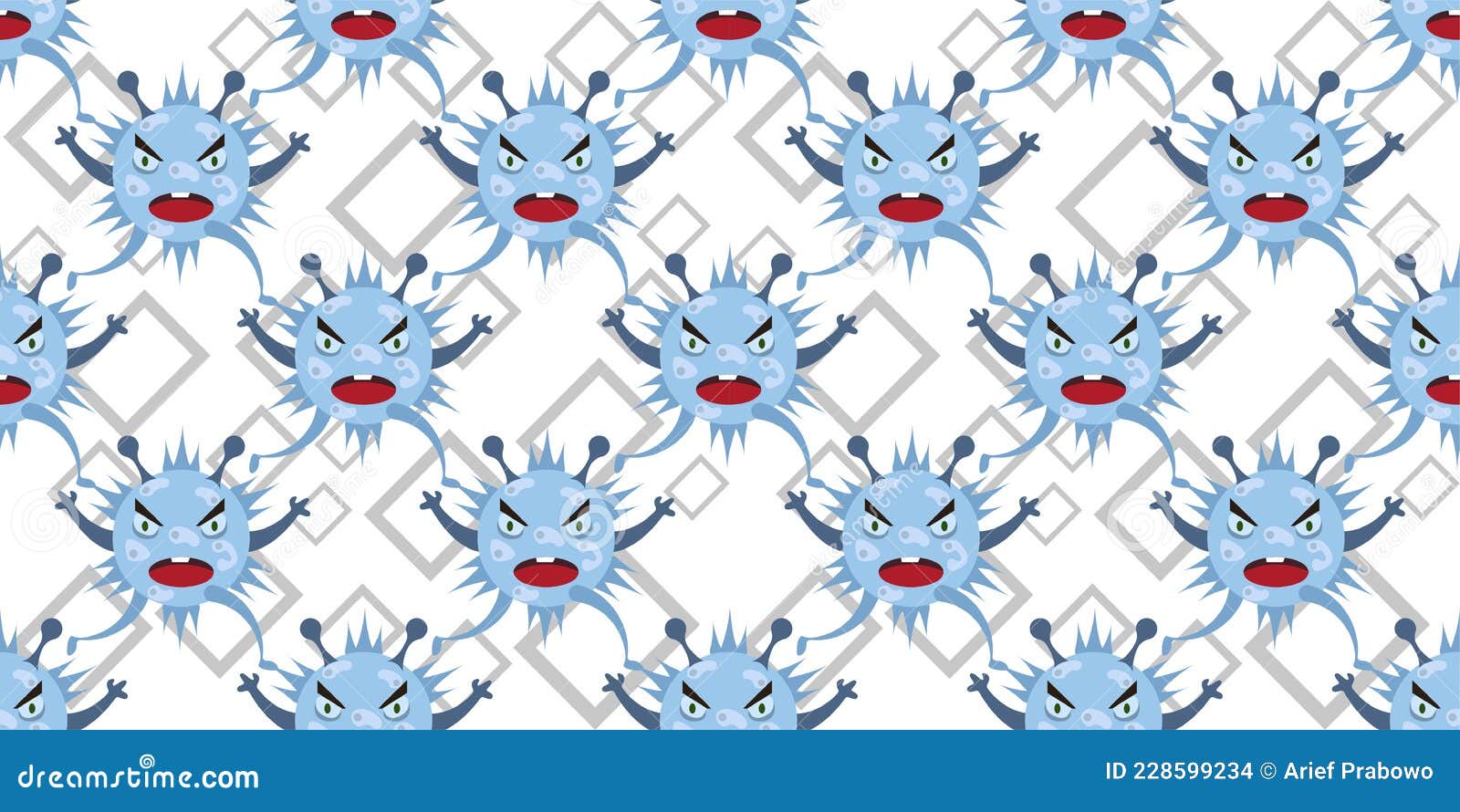Seamless Pattern of Cute Cartoon Germ in Flat Style Design Isolated on ...
