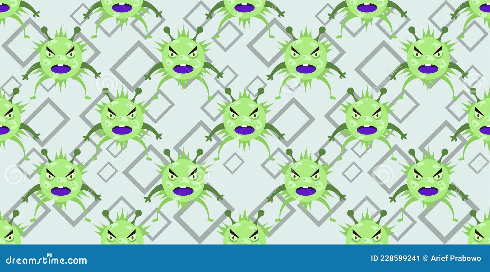 Seamless Pattern of Cute Cartoon Germ in Flat Style Design Isolated on ...