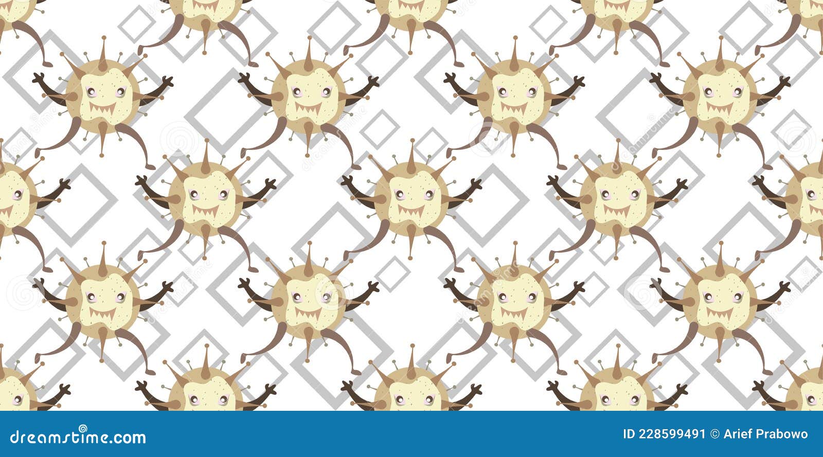Seamless Pattern of Cute Cartoon Germ in Flat Style Design Isolated on ...