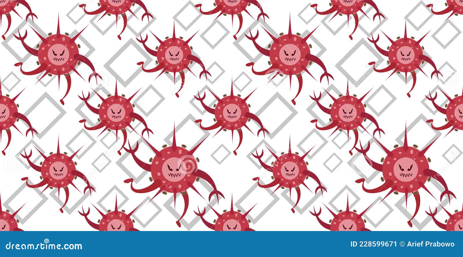 Seamless Pattern of Cute Cartoon Germ in Flat Style Design Isolated on ...