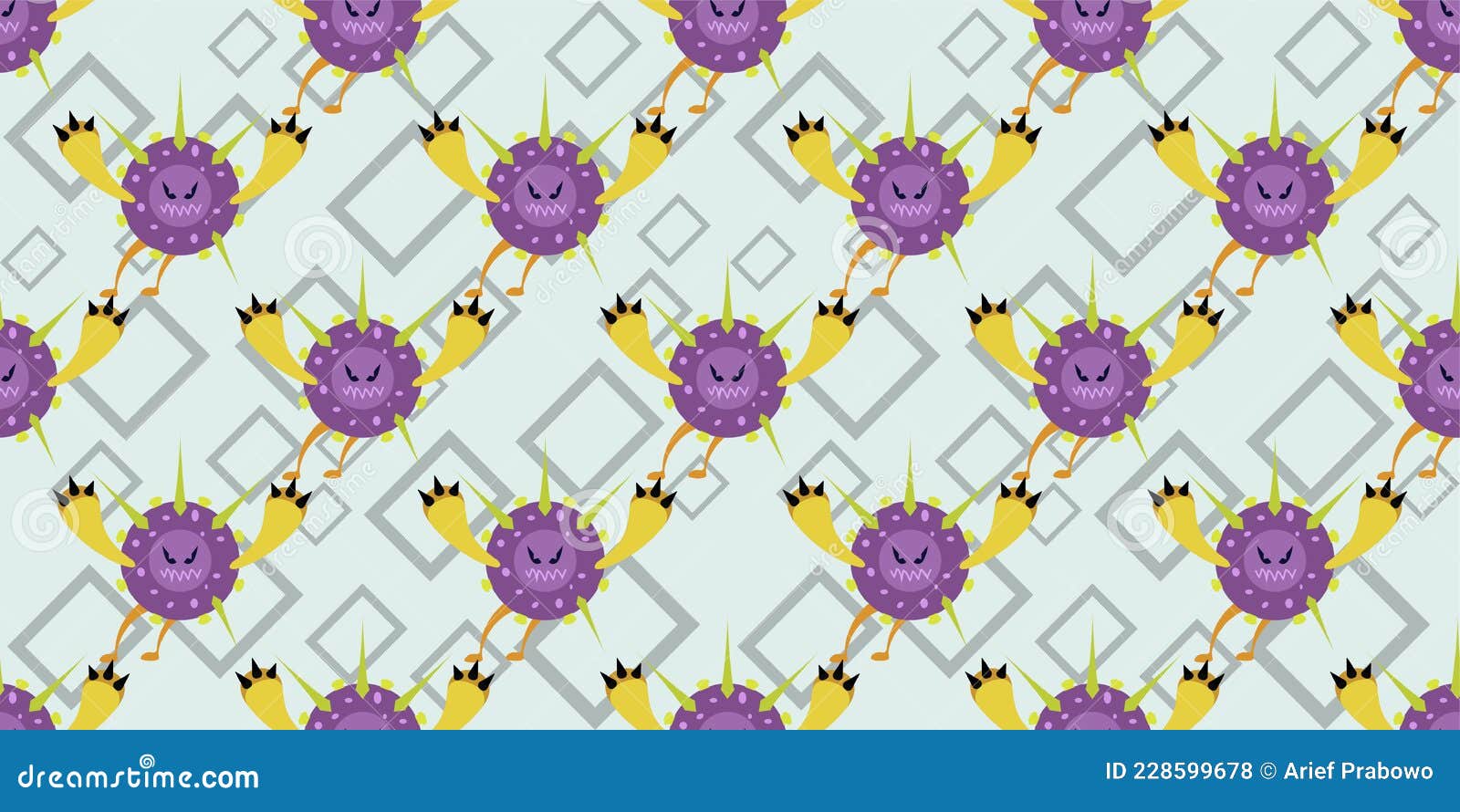 Seamless Pattern of Cute Cartoon Germ in Flat Style Design Isolated on ...