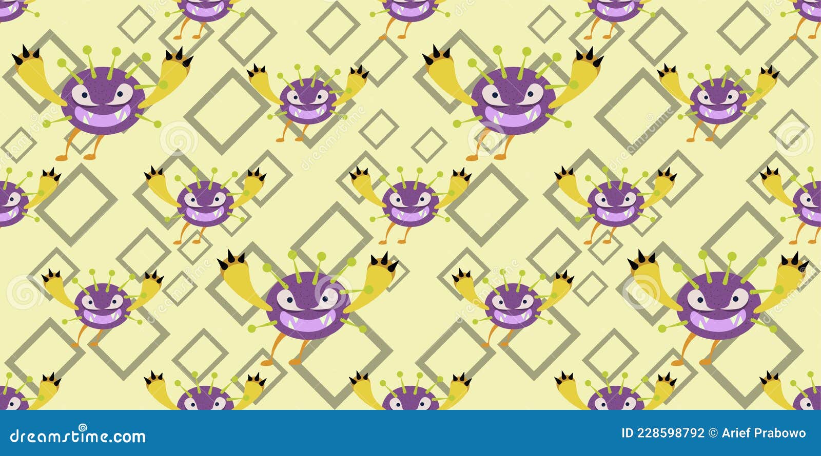 Seamless Pattern of Cute Cartoon Germ in Flat Style Design Isolated on ...