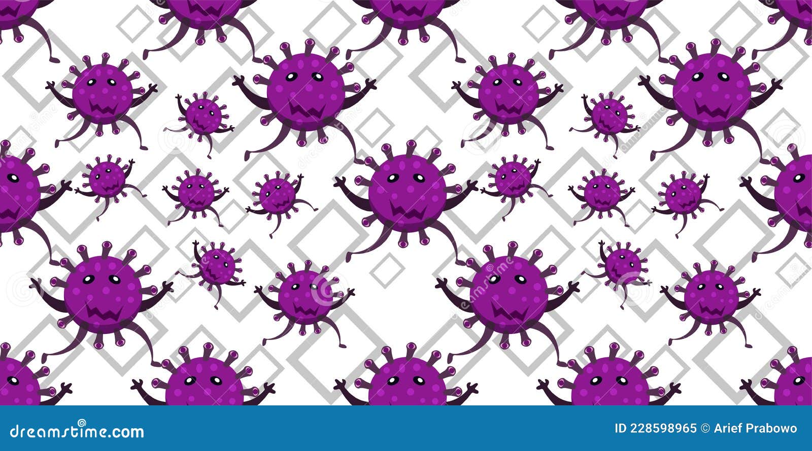 Seamless Pattern of Cute Cartoon Germ in Flat Style Design Isolated on ...