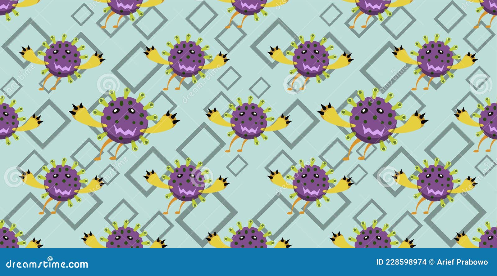 Seamless Pattern of Cute Cartoon Germ in Flat Style Design Isolated on ...