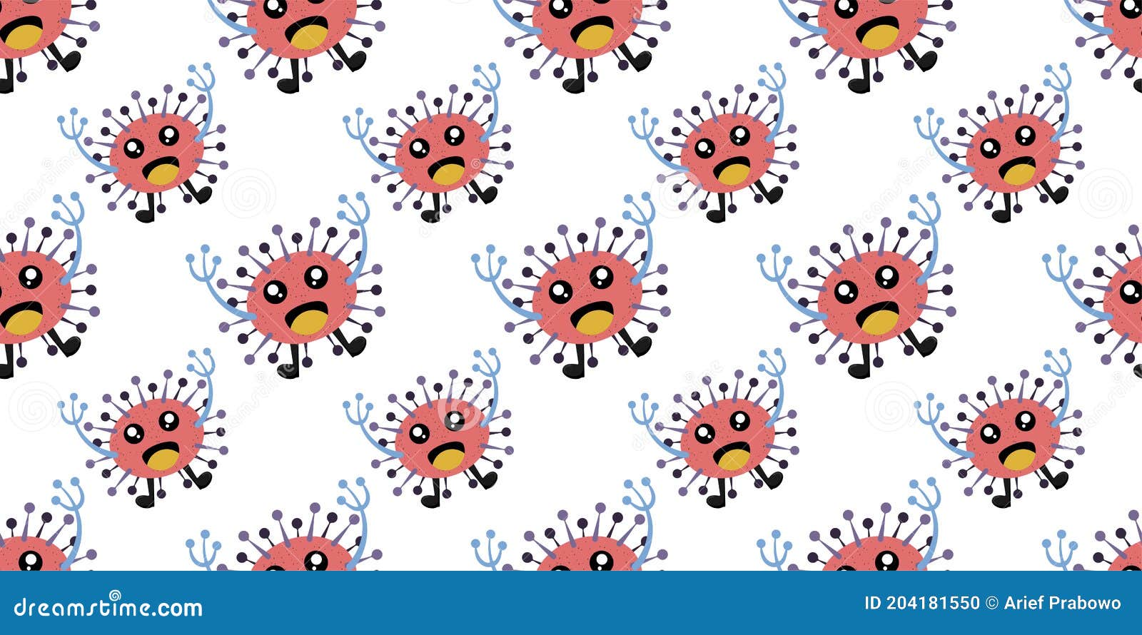 Seamless Pattern of Cute Cartoon Germ in Flat Style Design Isolated on ...