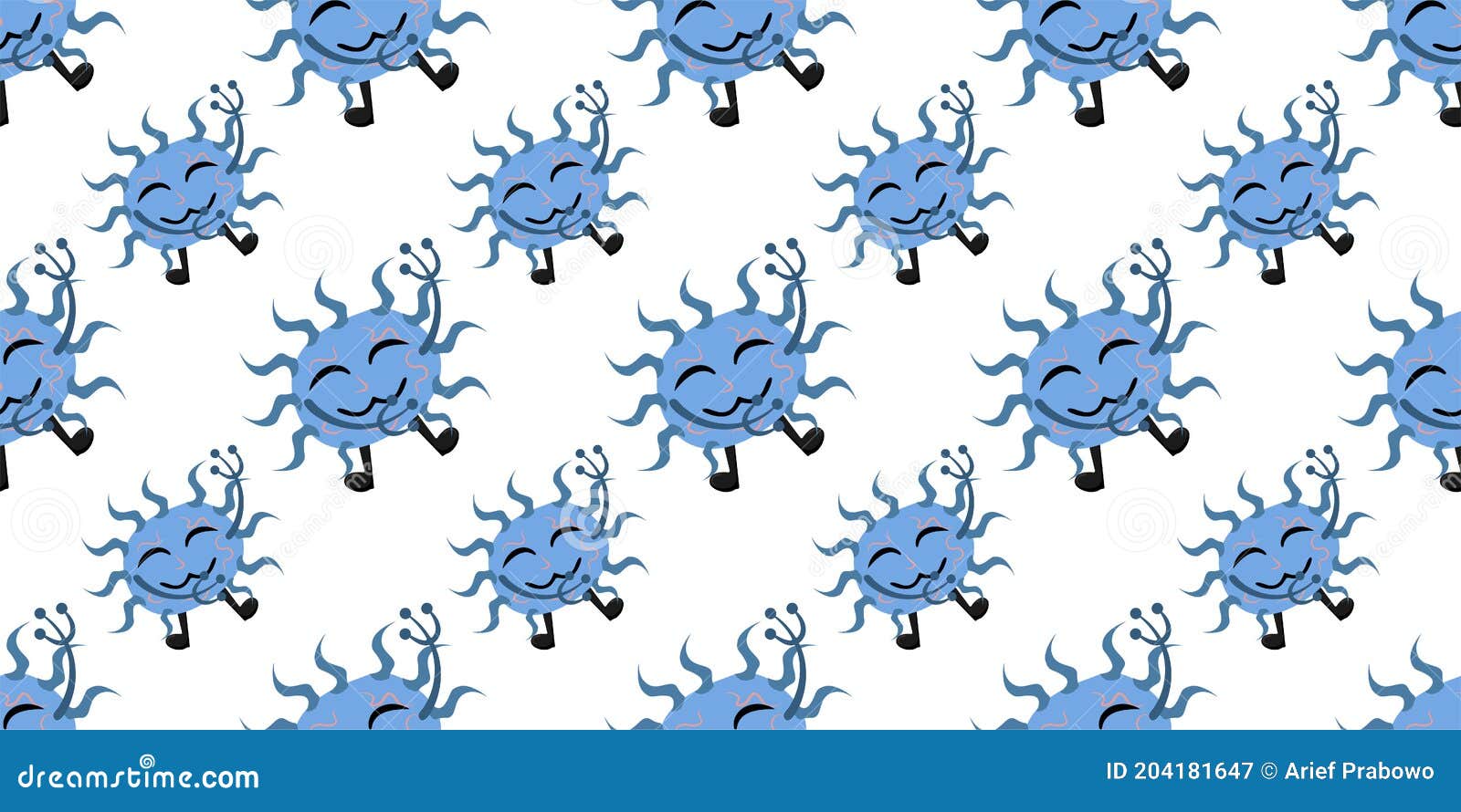 Seamless Pattern of Cute Cartoon Germ in Flat Style Design Isolated on ...