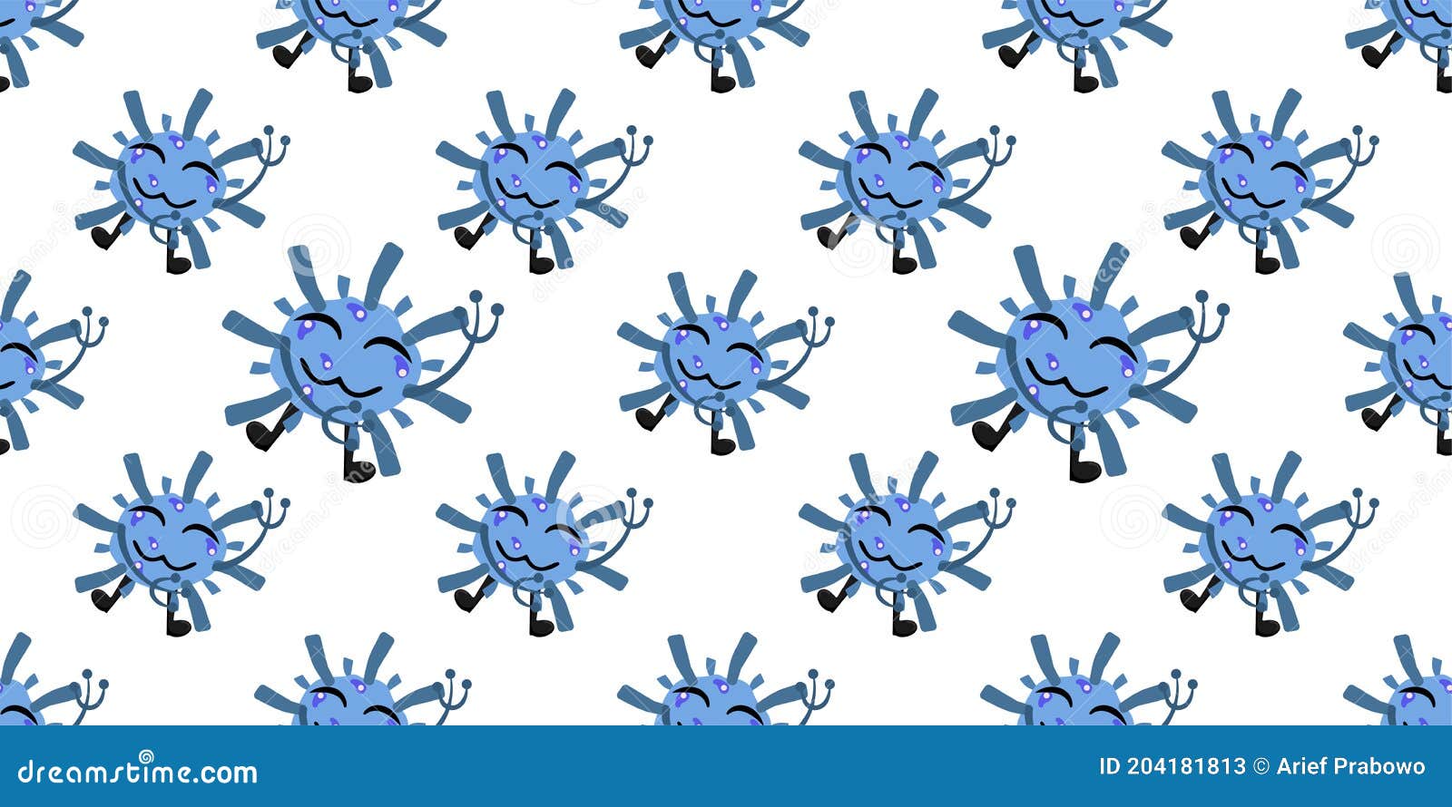 Seamless Pattern of Cute Cartoon Germ in Flat Style Design Isolated on ...