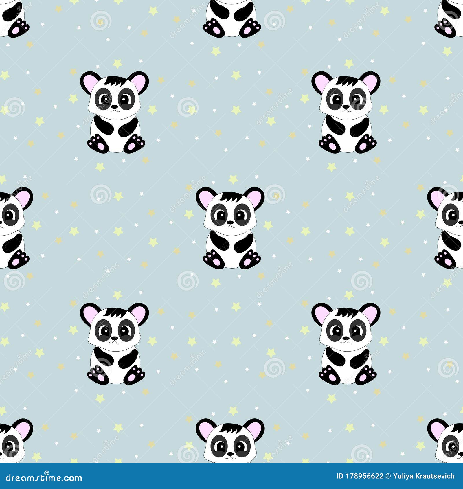 Seamless Pattern with Cute Cartoon Panda. Vector Illustration Stock ...