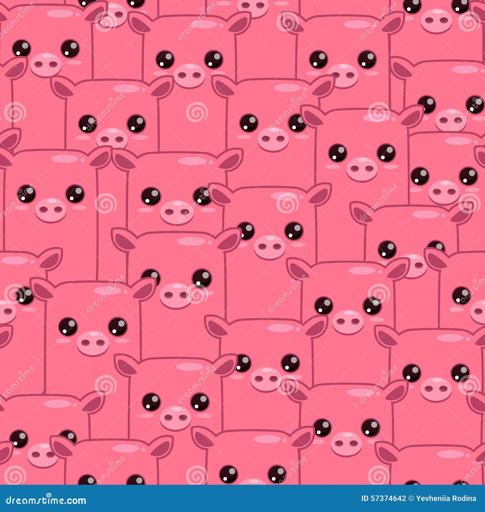Seamless Pattern with Cute Cartoon Pink Pigs Stock Illustration ...