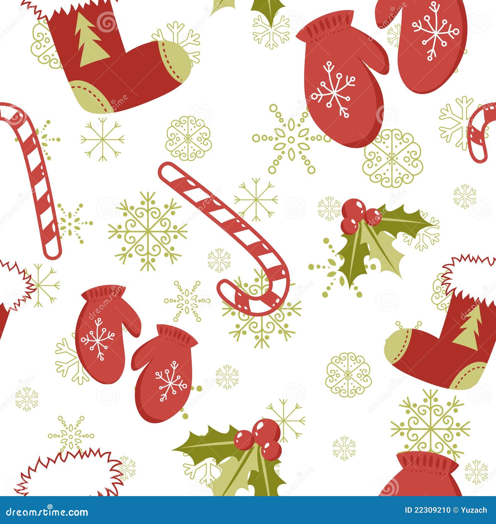 Seamless Pattern With Cute Cartoon Red Stocking Vector Illustration ...