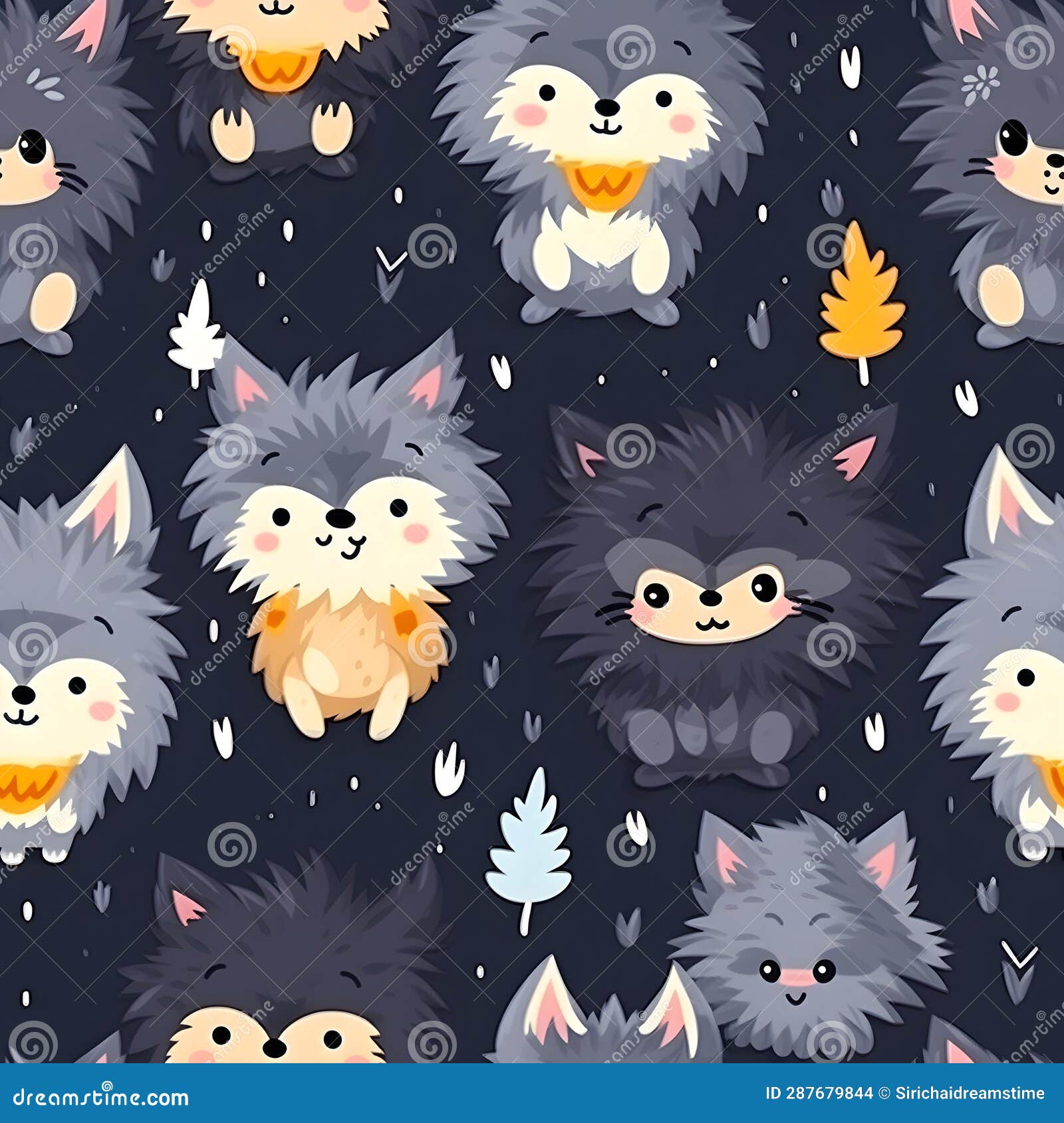 Seamless Pattern, Set of Werewolf, Generative AI Tools Stock ...