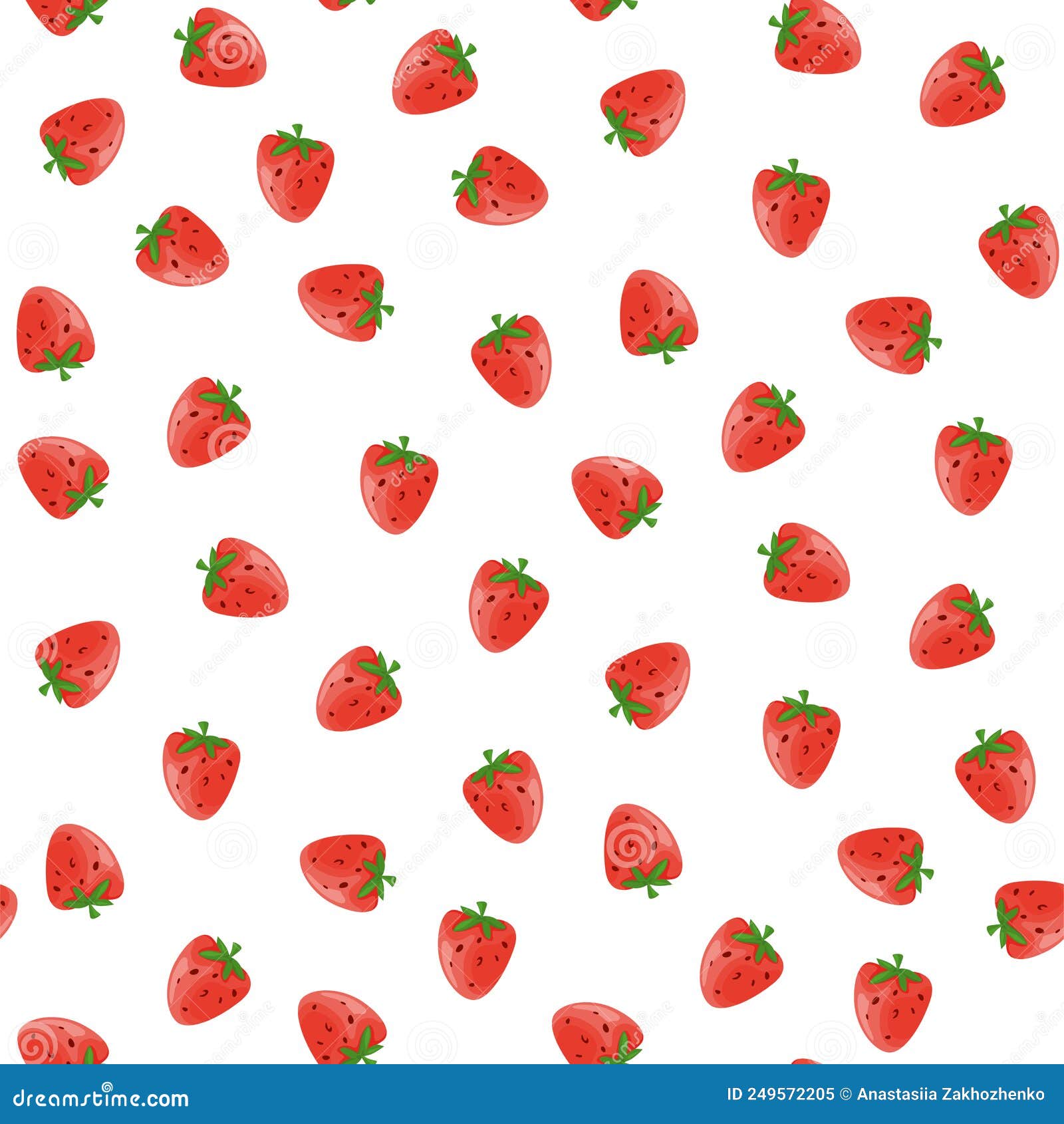 Seamless Pattern with Cute Cartoon Strawberries. Suitable Design for ...