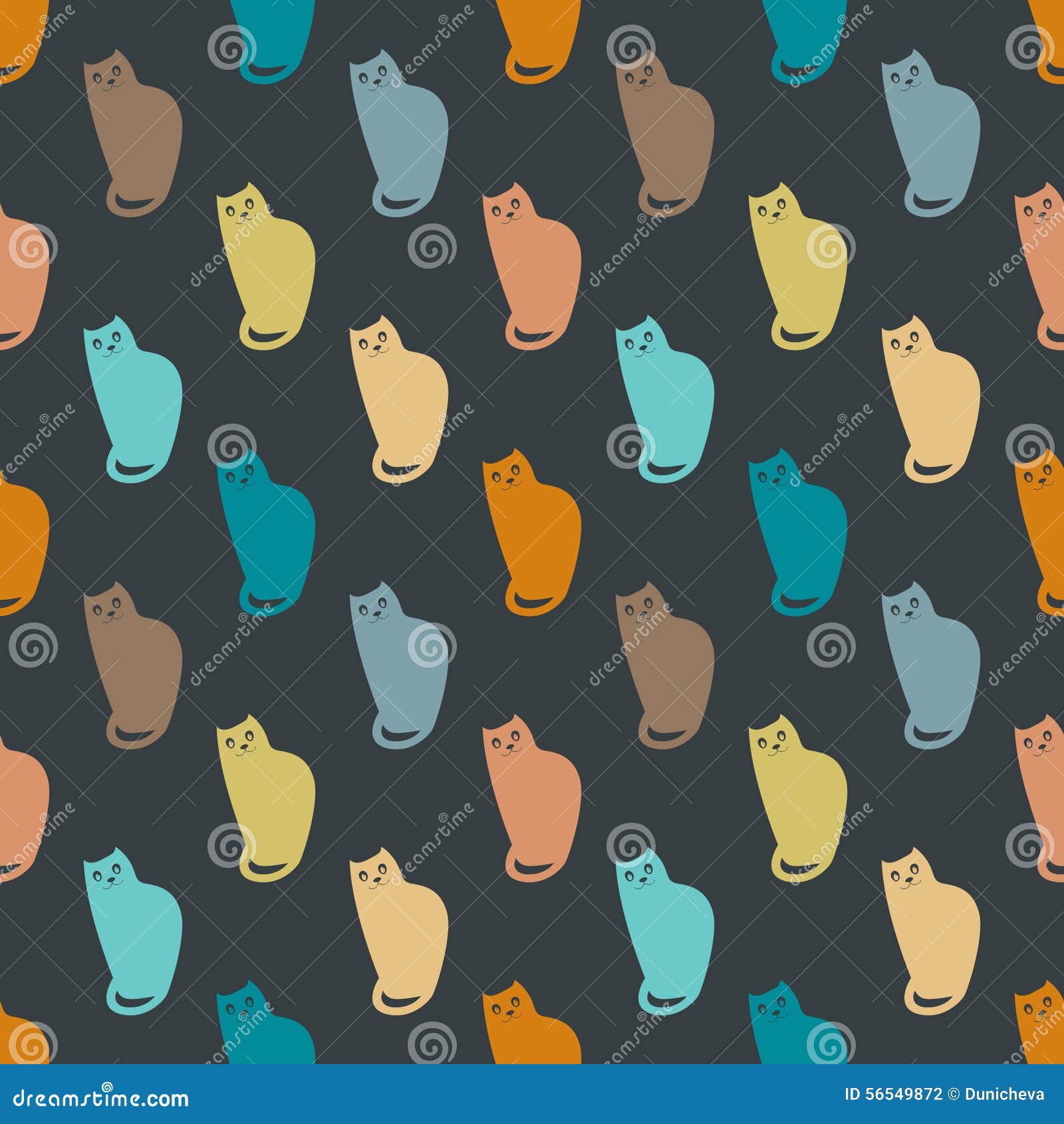 Seamless Pattern of Cute Cats. Stock Vector - Illustration of element ...