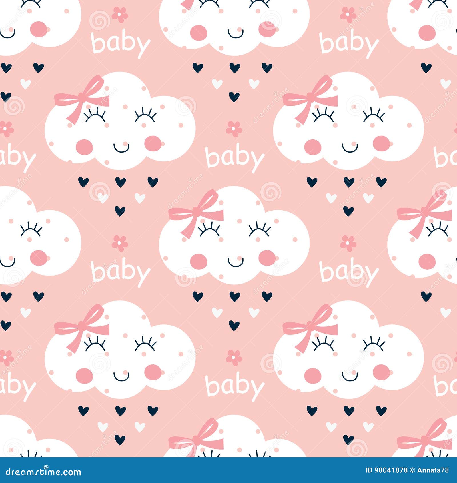 Seamless Pattern with Cute Clouds Stock Vector - Illustration of ...
