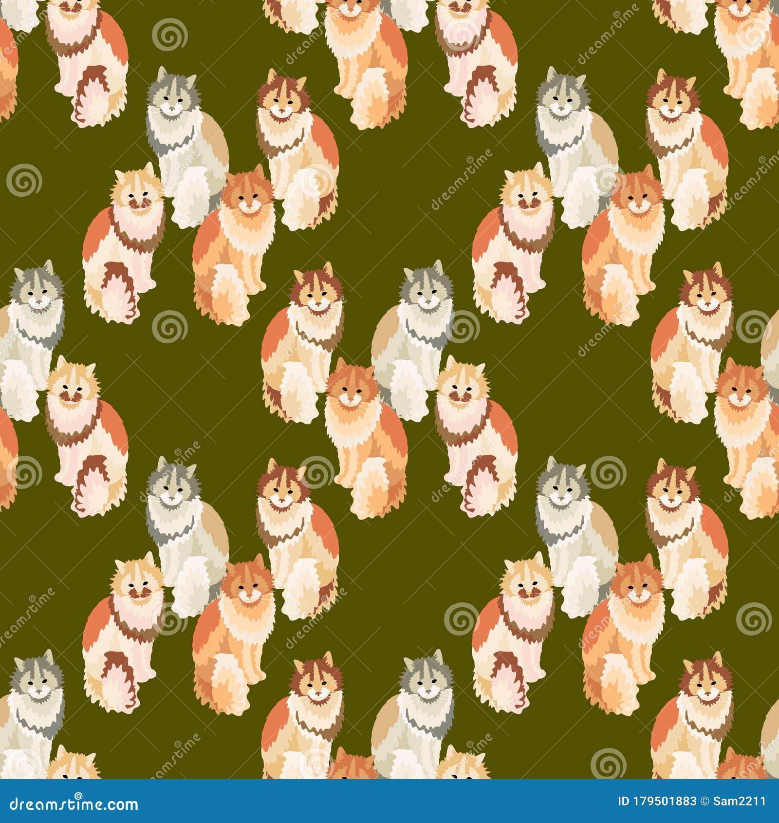Seamless Pattern with Cute Colorful Cats. Creative Animal Texture. Idea ...