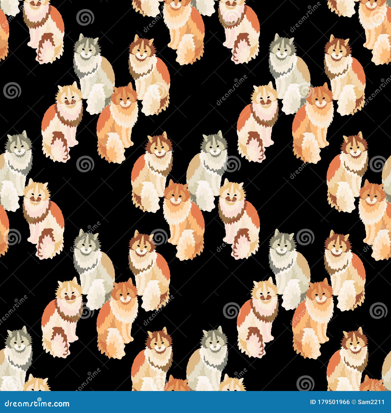 Seamless Pattern with Cute Colorful Cats. Creative Animal Texture. Idea ...