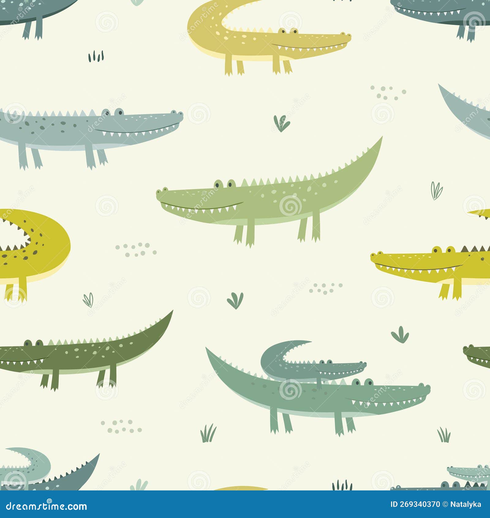 Seamless Pattern with Cute Colorful Crocodiles. Vector Illustration ...